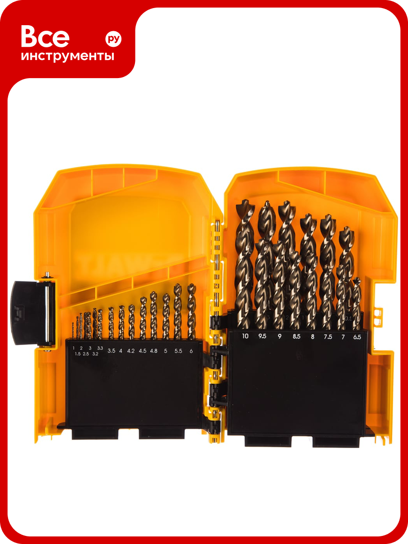 Набор сверл по металлу (1-13 мм) Extreme2 29 шт. DEWALT DT 7926 для надежного закрепления