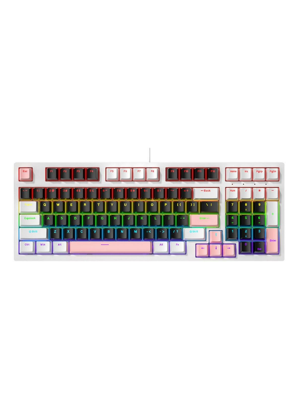 Mechanical Gaming Keyboard 96 Keys LED Backlit Gaming Keyboard Corded Ergonomic Office Keyboard for PC Gamer Desktop