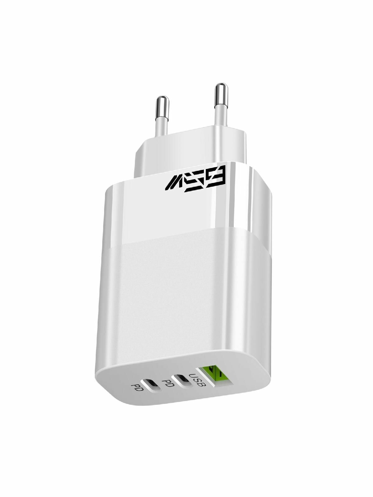 Сетевое зарядное устройство, Зарядная головка мощностью 65 Вт dual TYPEC + USB с несколькими портами для быстрой зарядки PD европейского стандарта-белый