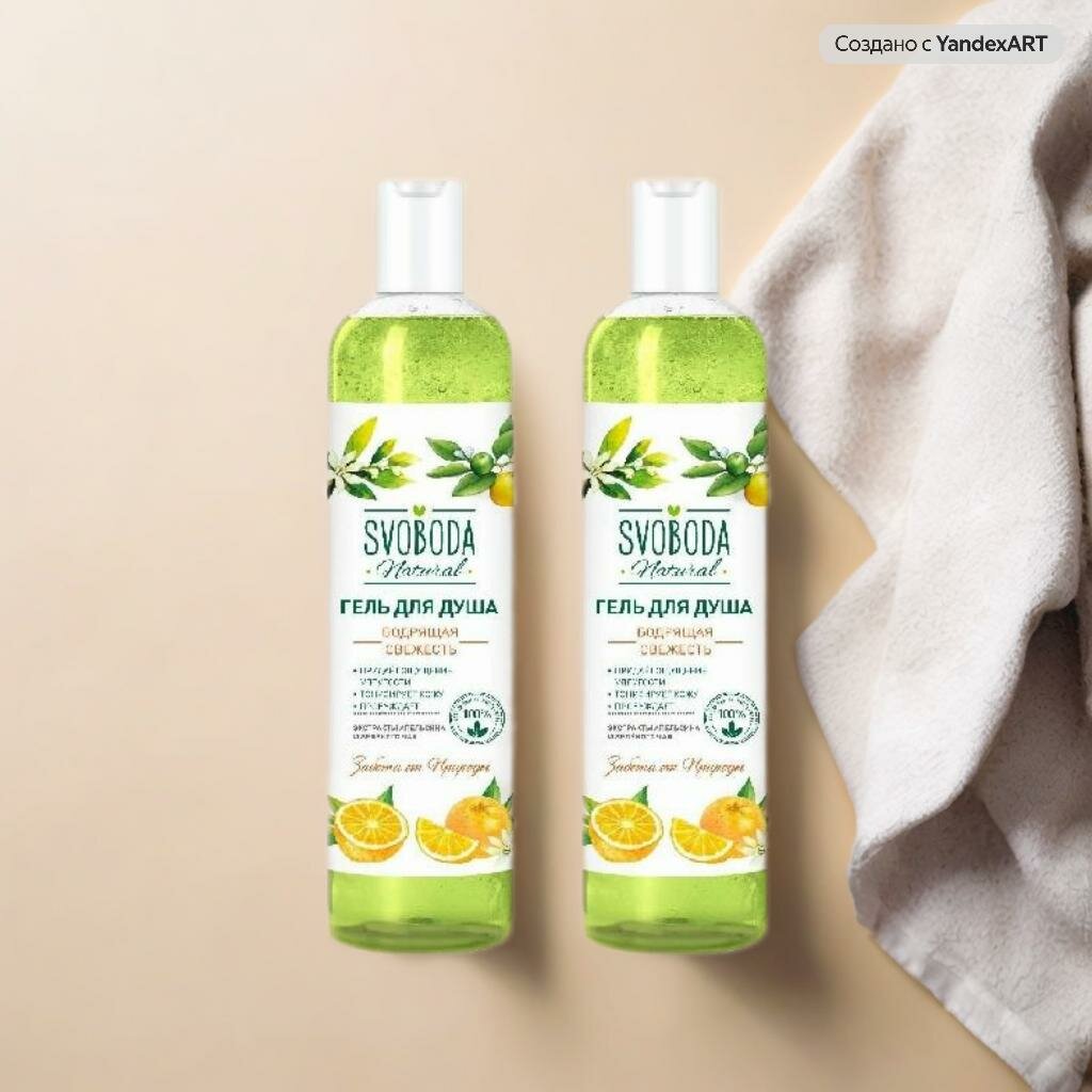 Гель для душа Svoboda Бодрящая свежесть, тонизирует кожу, 430 мл, 2 шт
