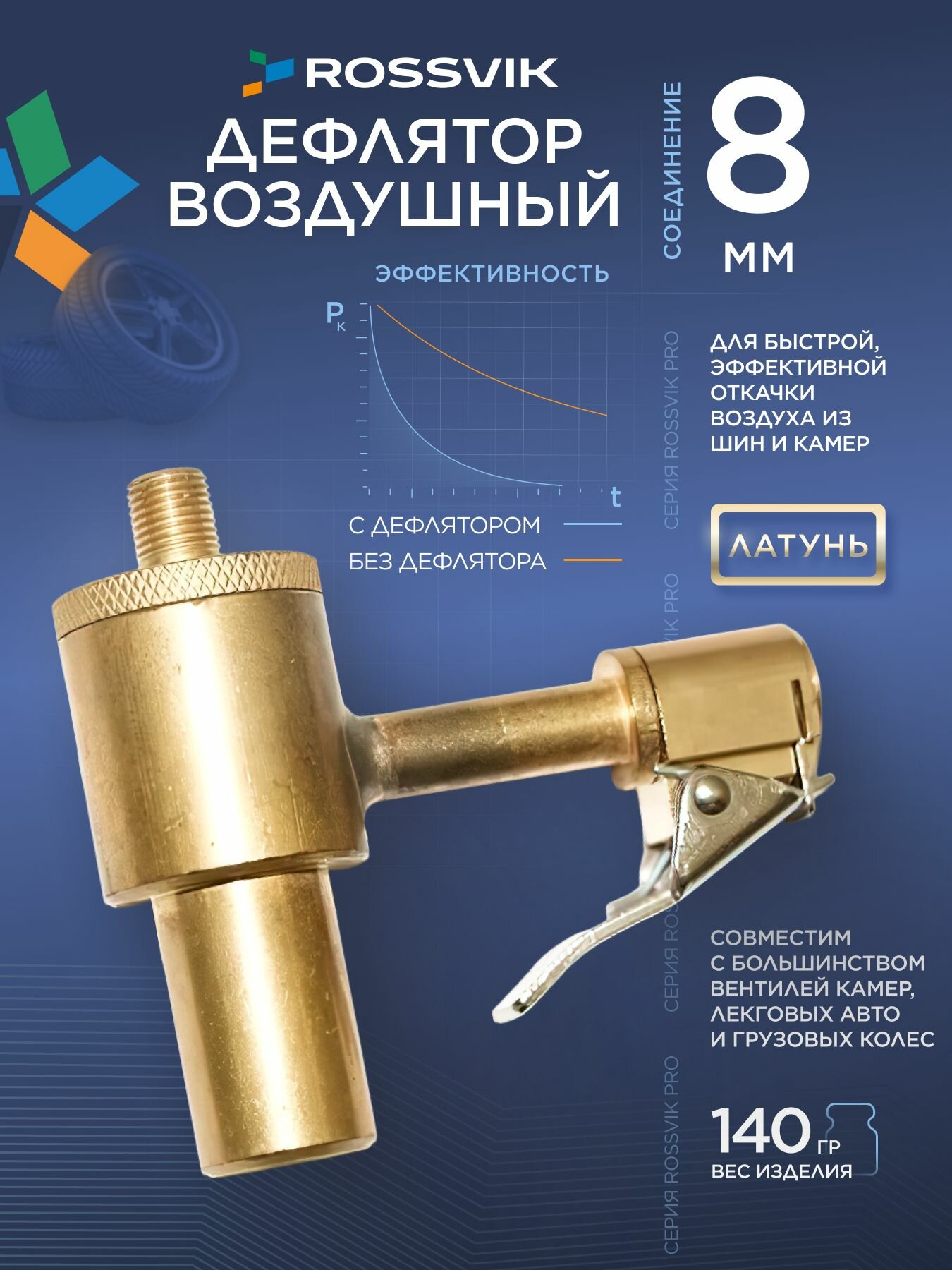 Дефлятор для откачки воздуха из шин, камер AC110 Наконечник аспиратор для шин