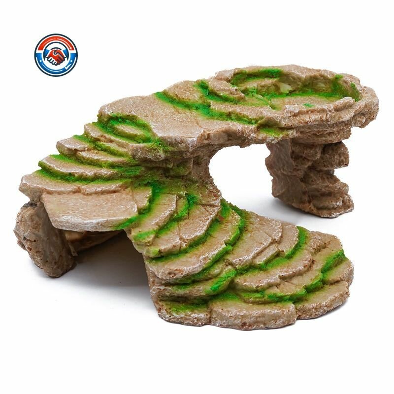 Декорация для аквариума и террариума, платформа для черепах и рептилий с пандусом и пещерой для отдыха, нетоксичная смоляная терраса для грения, безопасный аквариумный декор для ящериц, лягушек и хамелеонов