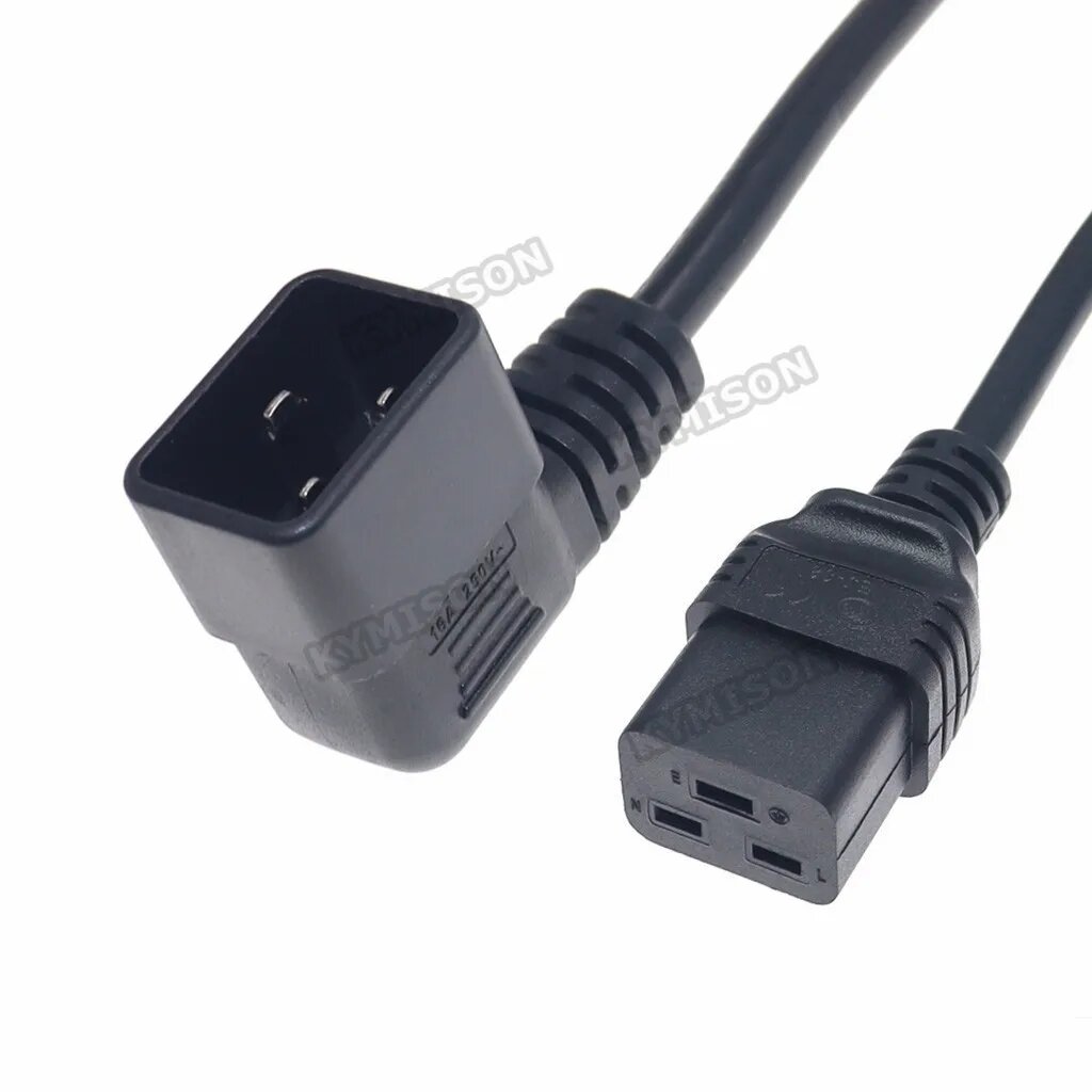 KYMISON Удлинительный шнур IEC320 C20-C19 черный 100/180 см 16А 250В Left Angle 1.8meter
