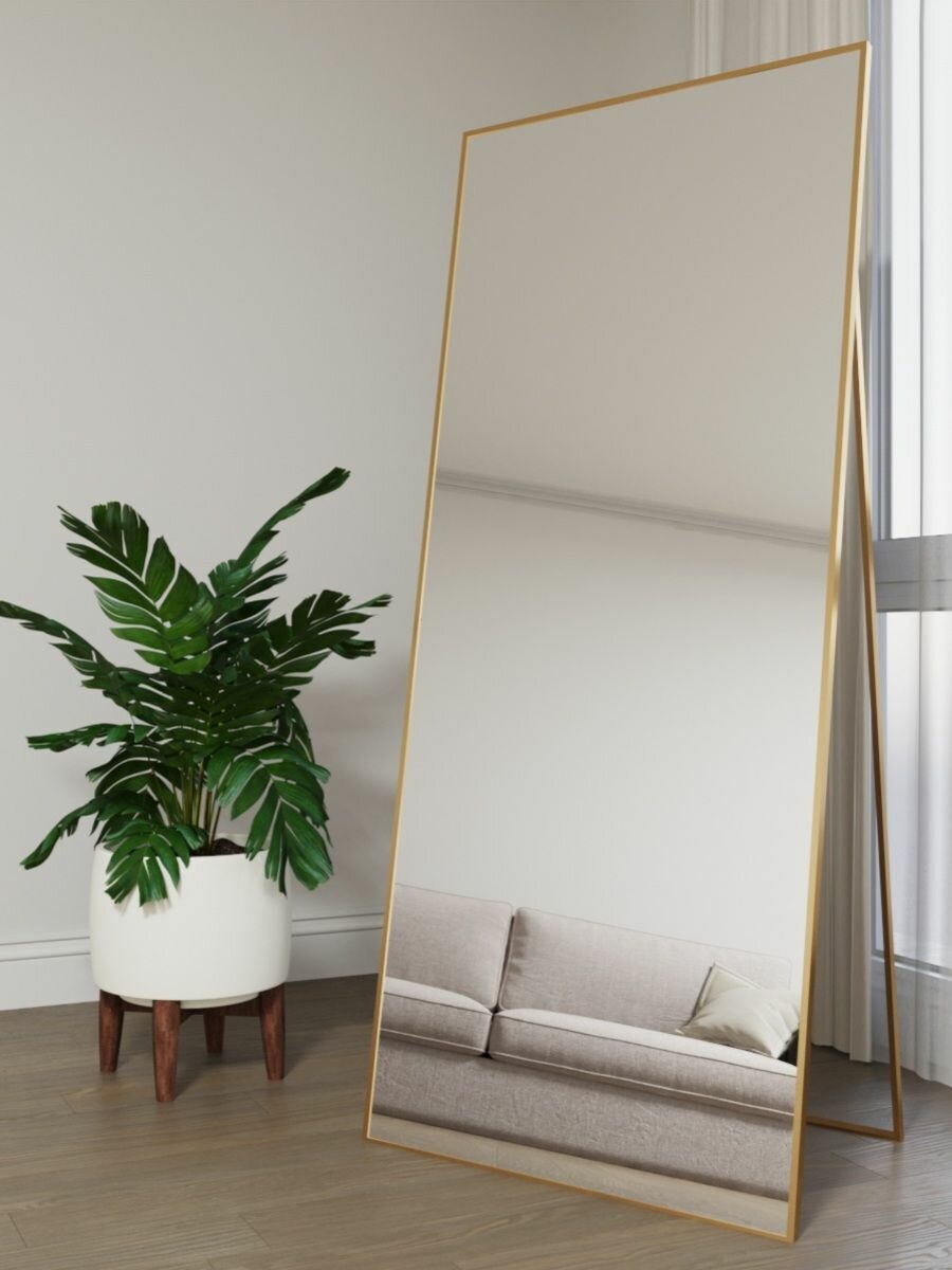 Зеркало настенное 170х70 см. BLX MIRROR интерьерное в алюминиевой раме напольное, Золото