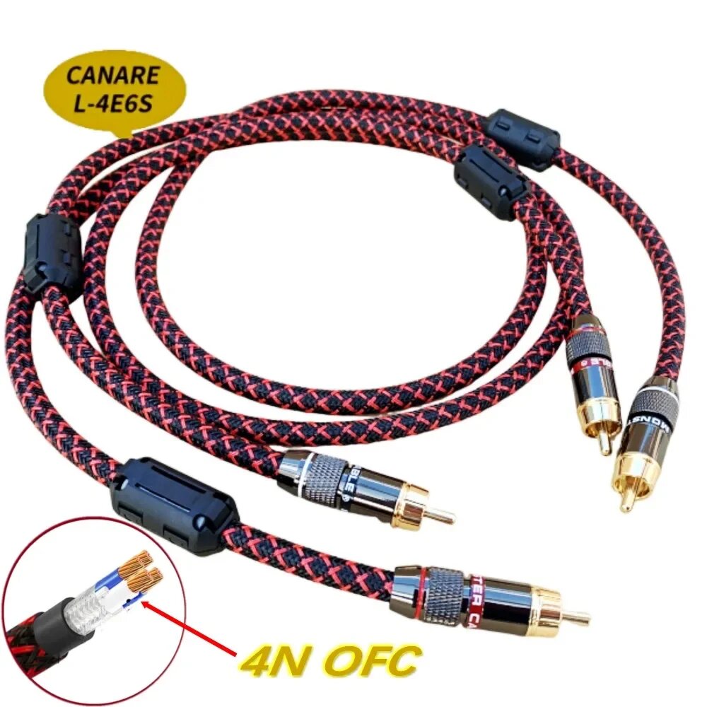 Аудиокабель Canare RCA, динамик, домашние аудио-видео соединительные кабели, стерео 4N OFC «папа-папа» для усилителя ЦАП, ТВ, автомобильное аудио, 2 м