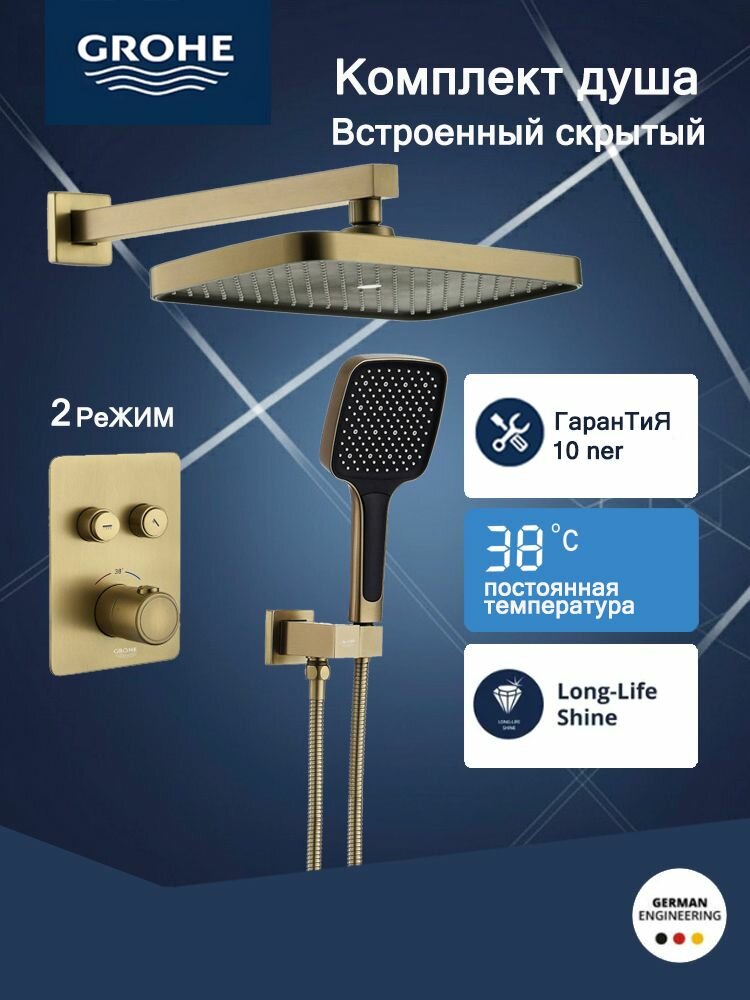 Душевой гарнитур GROHE с термостатической душевой системой скрытого монтажа