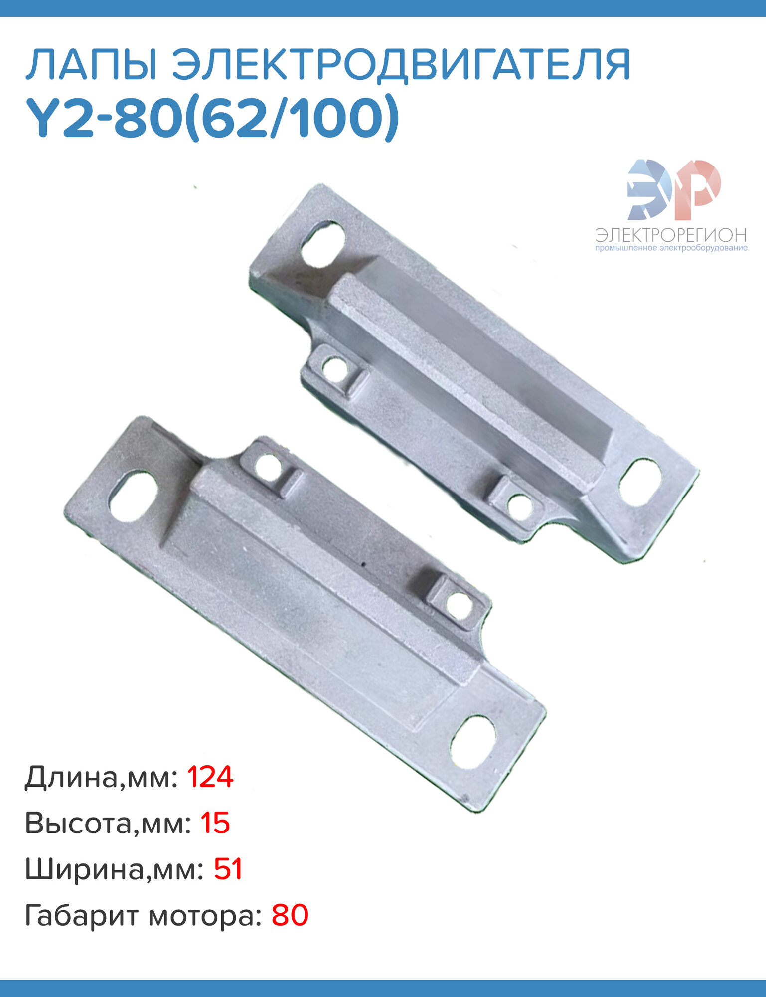 Лапы электродвигателя (2 шт.) Y2-80 (62/100)