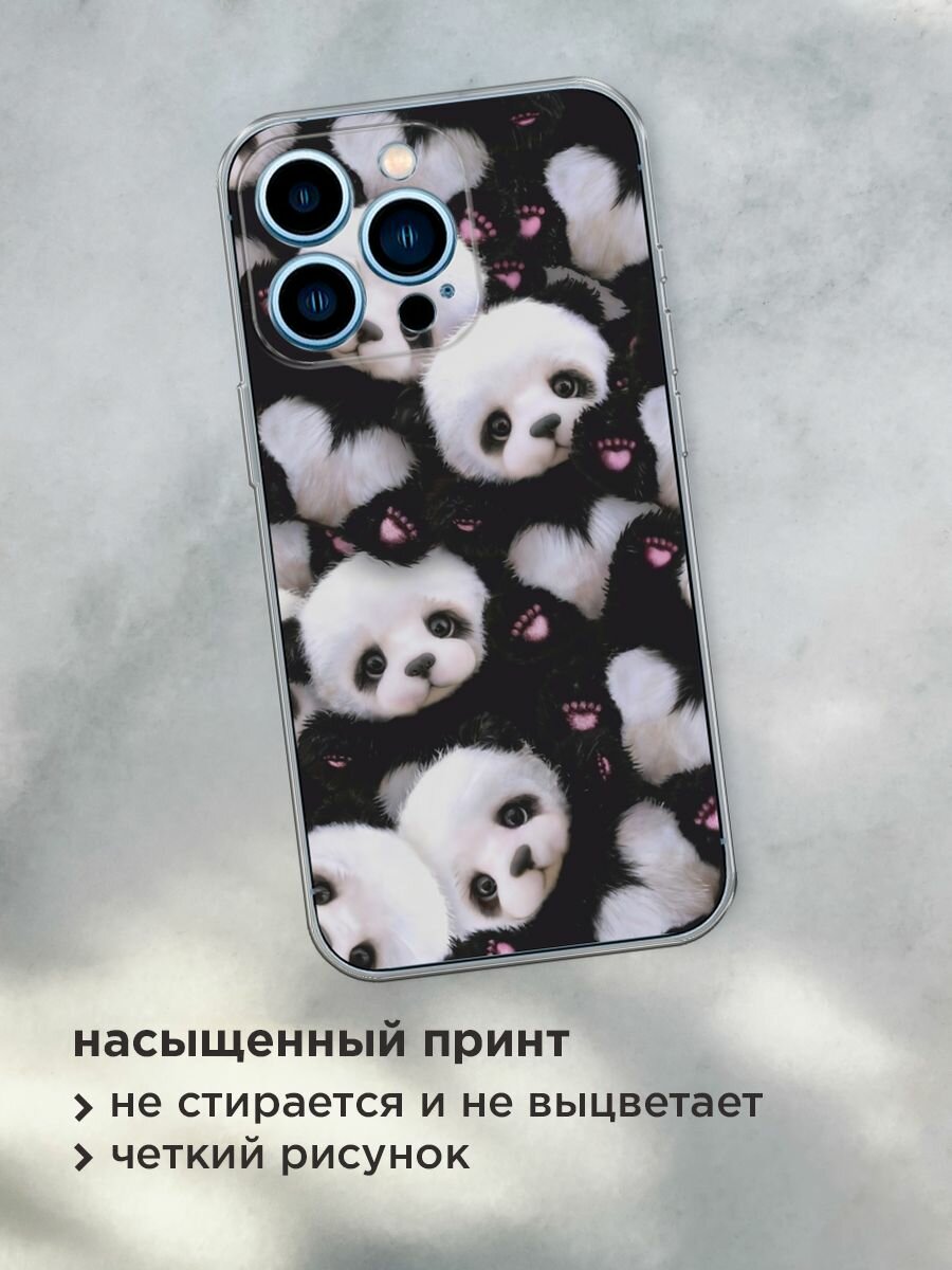 Чехол на Apple iPhone 13 Pro / Айфон 13 Про с принтом "Море панд" — фото 1