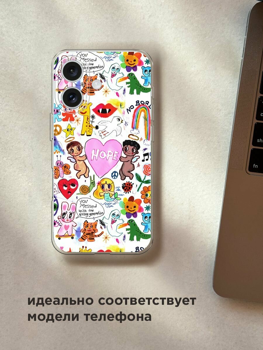 Чехол на Apple iPhone 16 / Айфон 16 с принтом "Милые рисунки" — фото 1