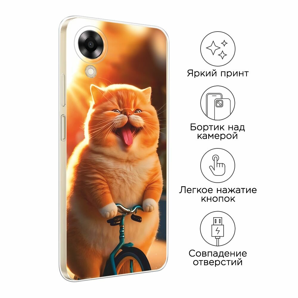 Силиконовый чехол на Oppo A17K / Оппо A17K с принтом "Кот на велике" — фото 1