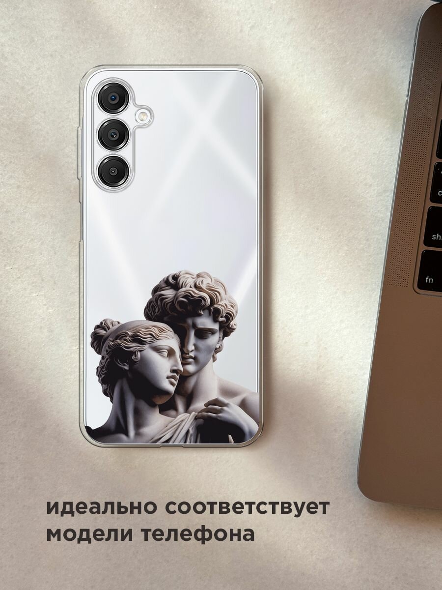 Чехол на Samsung Galaxy A16 / Самсунг А16 с принтом "Нежные скульптуры - 14 февраля", прозрачный — фото 1