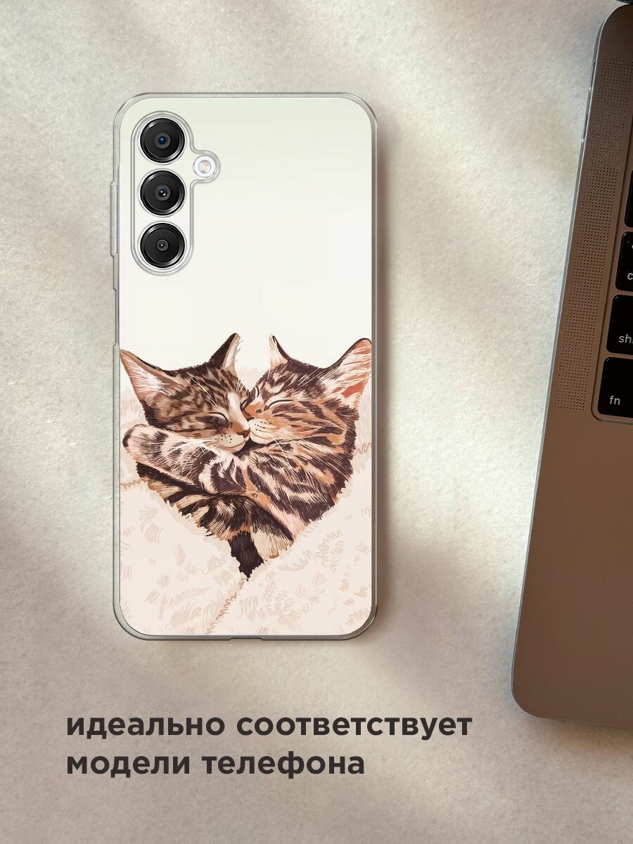 Чехол на Samsung Galaxy A16 / Самсунг А16 с принтом "Влюбленные котейки - 14 февраля" — фото 1