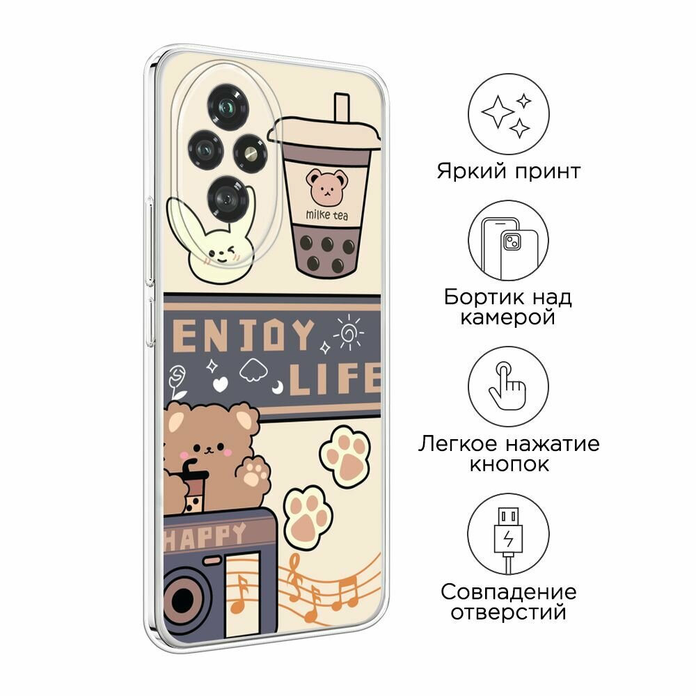 Силиконовый чехол на Honor 200 / Хонор 200 с принтом "Enjoy life 1" — фото 1