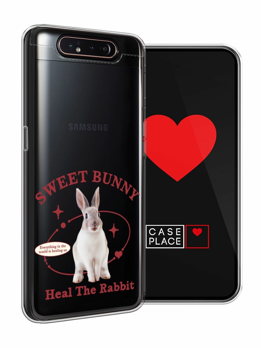 Чехол на Samsung Galaxy A80 / Самсунг Гэлакси A80 с принтом "Heal the rabbit", прозрачный — фото 1