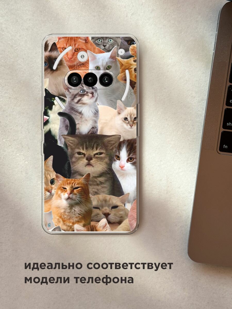 Чехол на Nothing Phone 3a / Нотинг Фон 3а с принтом "Коты из мемов" — фото 1