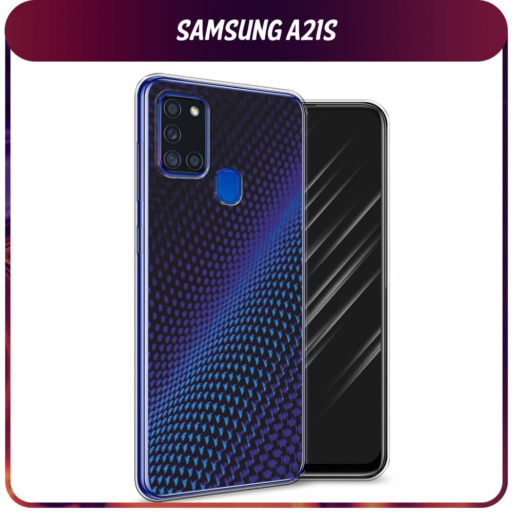 Чехол на Samsung Galaxy A21s / Самсунг Галакси A21s с принтом "Синий карбон"