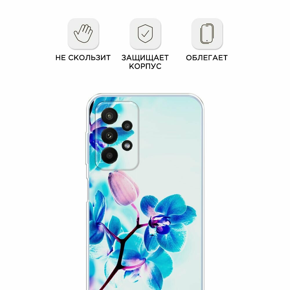 Чехол на Samsung Galaxy A23 / Самсунг Галакси А23 с принтом "Голубая орхидея" — фото 1