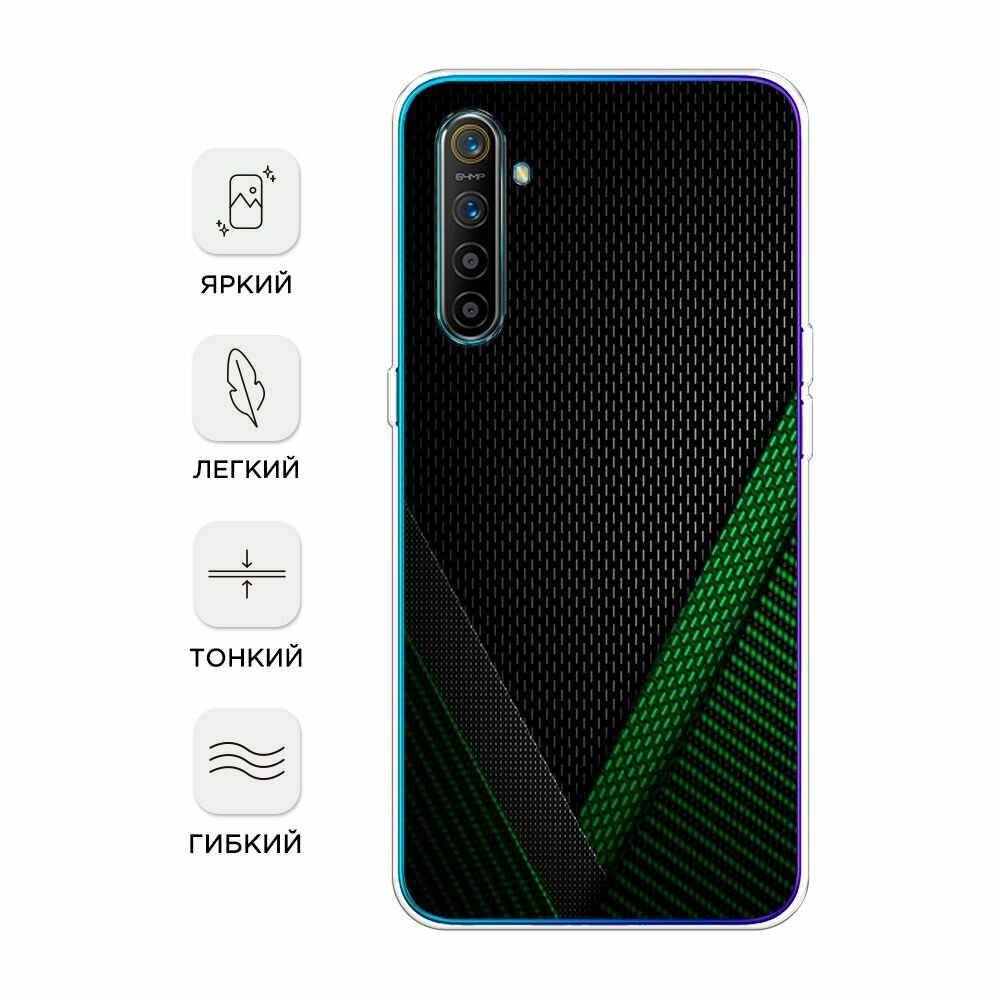 Силиконовый чехол на Realme XT / Реалми XT с принтом "Зеленый карбон" — фото 1