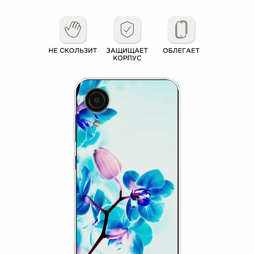 Чехол на Samsung Galaxy A03 Core / Самсунг Галакси А03 Core с принтом "Голубая орхидея" — фото 1