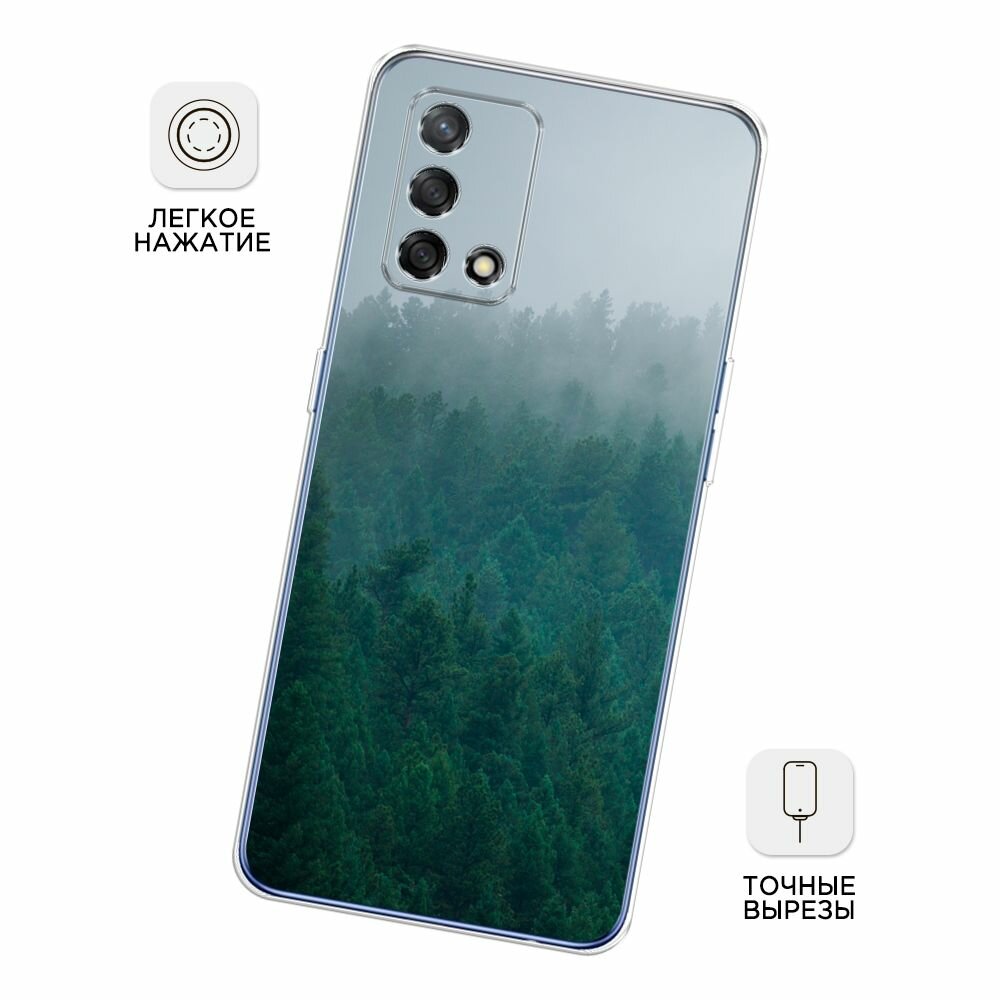 Силиконовый чехол на Oppo A74 / Оппо A74 с принтом "Лес в облаках" — фото 1