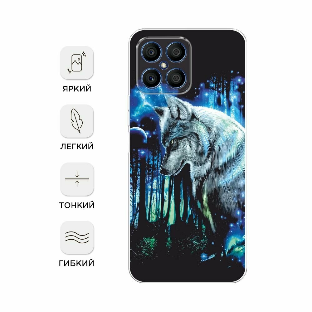 Силиконовый чехол на Honor X8 / Хуавей X8 с принтом "Сказочный волк" — фото 1