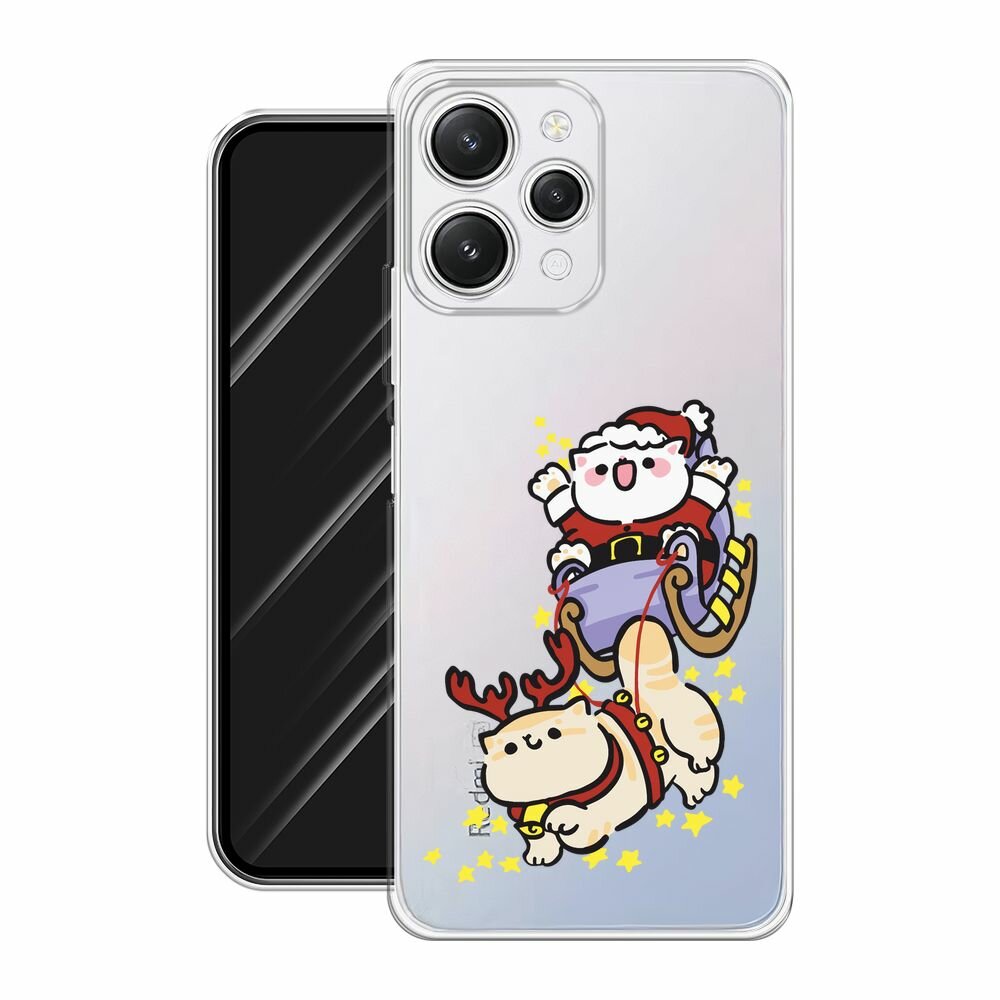 Чехол на Xiaomi Redmi 12 5G / Сяоми Редми 12 5G с принтом Кошачья упряжка, прозрачный — фото 1