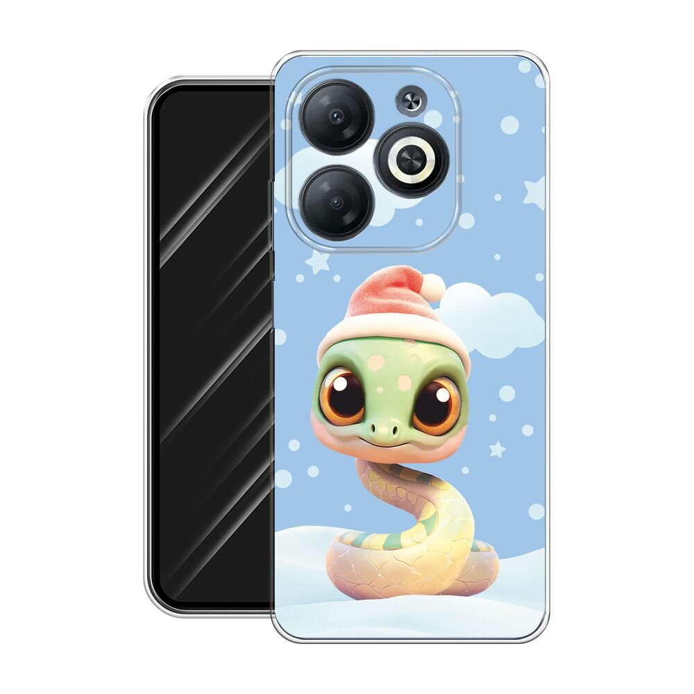 Чехол на Infinix Smart 8/8 HD/HOT 40i / Инфиникс Смарт 8/8 HD/HOT 40i с принтом Зимняя змейка 1 — фото 1