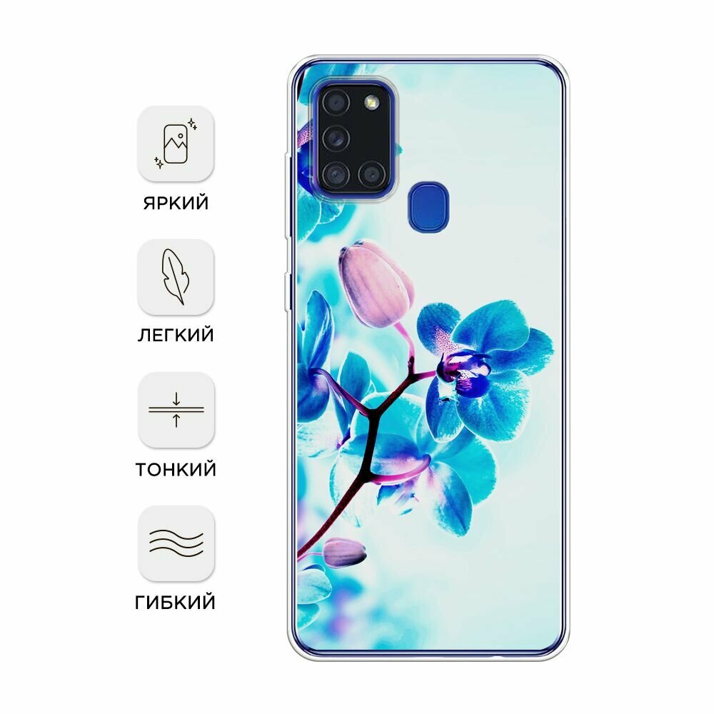 Чехол на Samsung Galaxy A21s / Самсунг Галакси A21s с принтом "Голубая орхидея" — фото 1