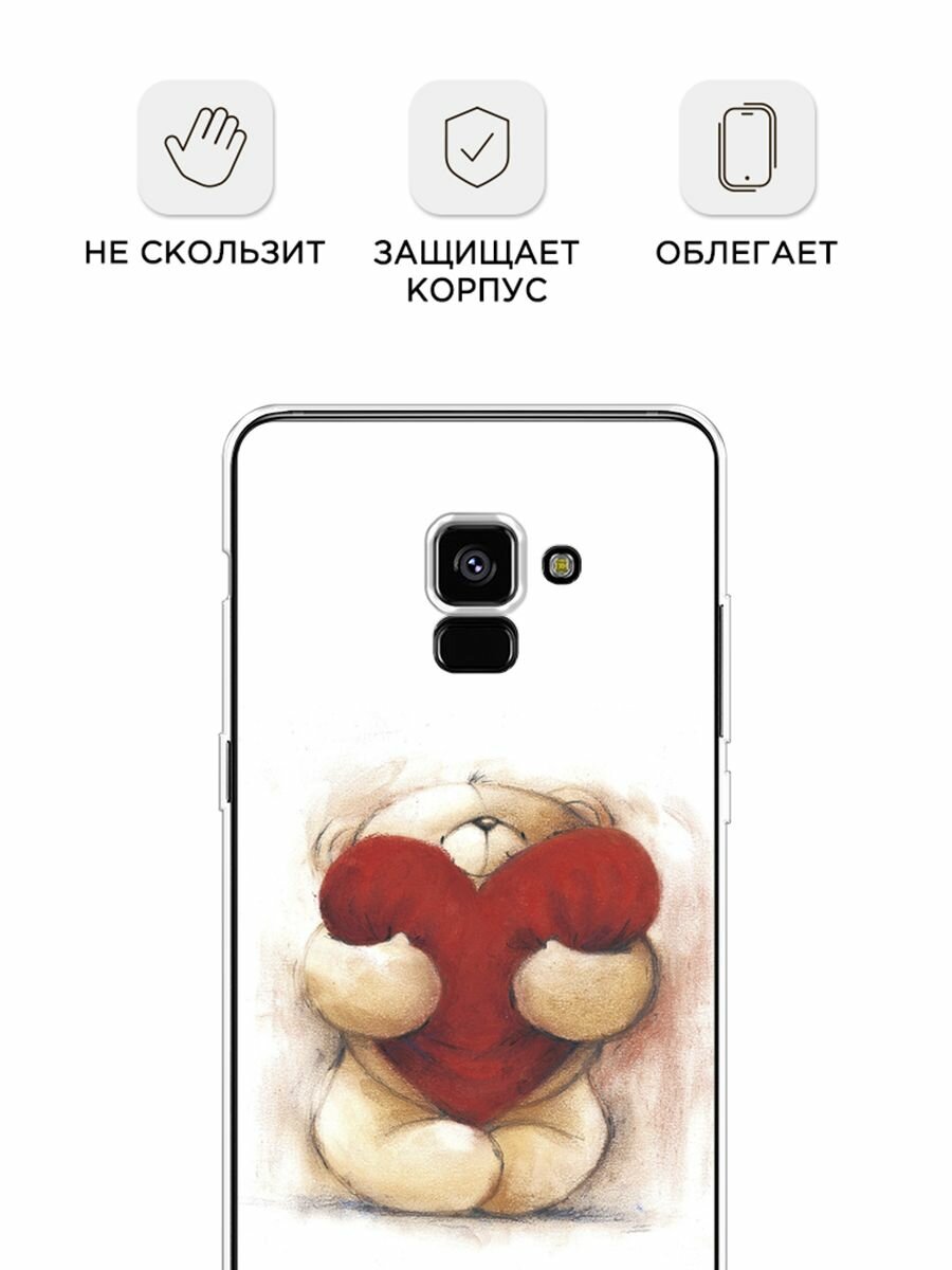 Чехол на Samsung Galaxy A8 + / Самсунг Галакси А8 Плюс 2018 с принтом "Мишка с сердцем 1" — фото 1