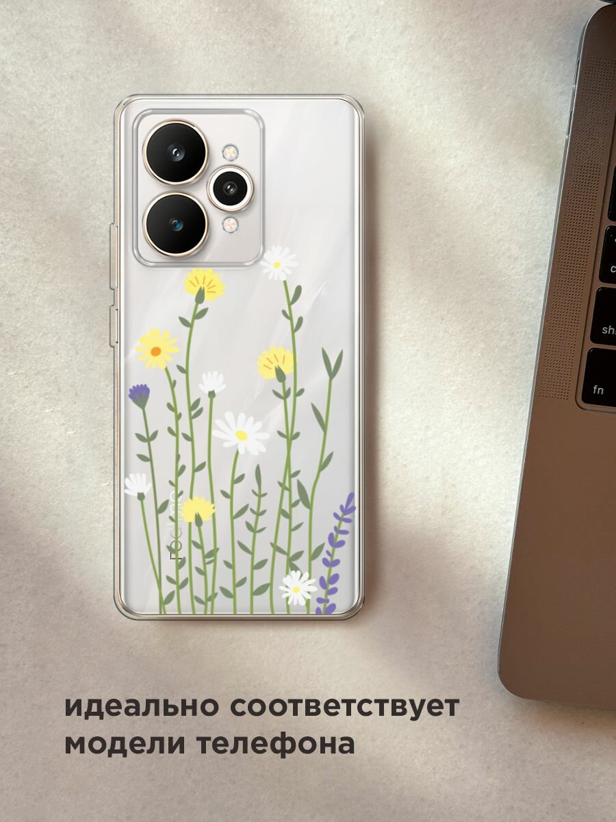 Чехол на Realme 15 / Реалми 15 с принтом "Пучок полевых цветов", прозрачный — фото 1
