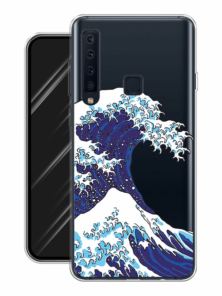Чехол на Samsung Galaxy A9 2018 / Самсунг Галакси А9 2018 с принтом "Волна над Фудзи", прозрачный — фото 1