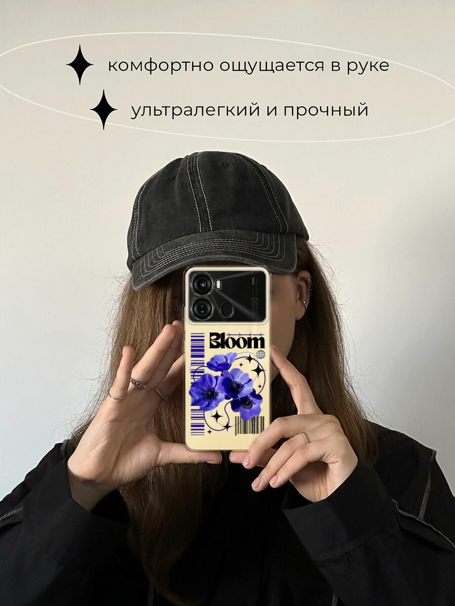 Чехол на Itel P40 / Ител P40 с принтом "Завораживающие анемоны", прозрачный — фото 1