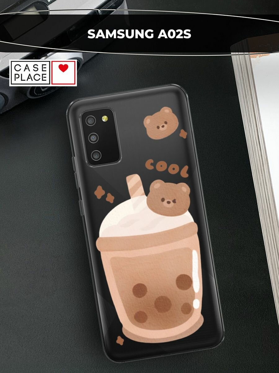Чехол на Samsung Galaxy A02s / Самсунг Галакси A02s с принтом "Кофе 2", прозрачный