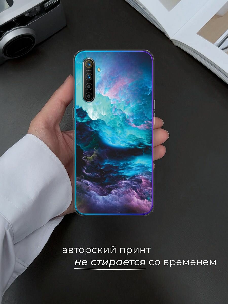 Силиконовый чехол на Realme XT / Реалми XT с принтом "Бирюзовое небо" — фото 1