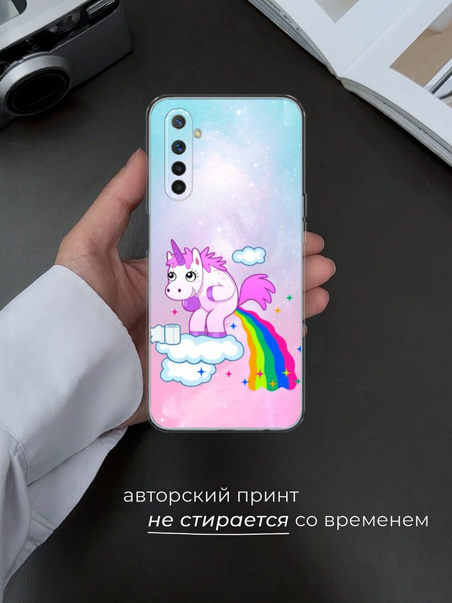 Силиконовый чехол на Realme 6 / Реалми 6 с принтом "Единорог какает" — фото 1