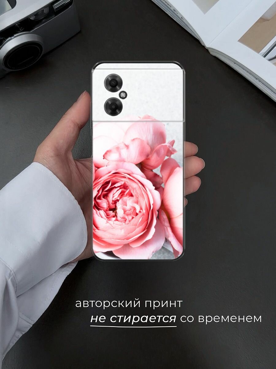Чехол на Xiaomi Poco M4 5G / Сяоми Поко M4 5G с принтом "Пионы на белом" — фото 1