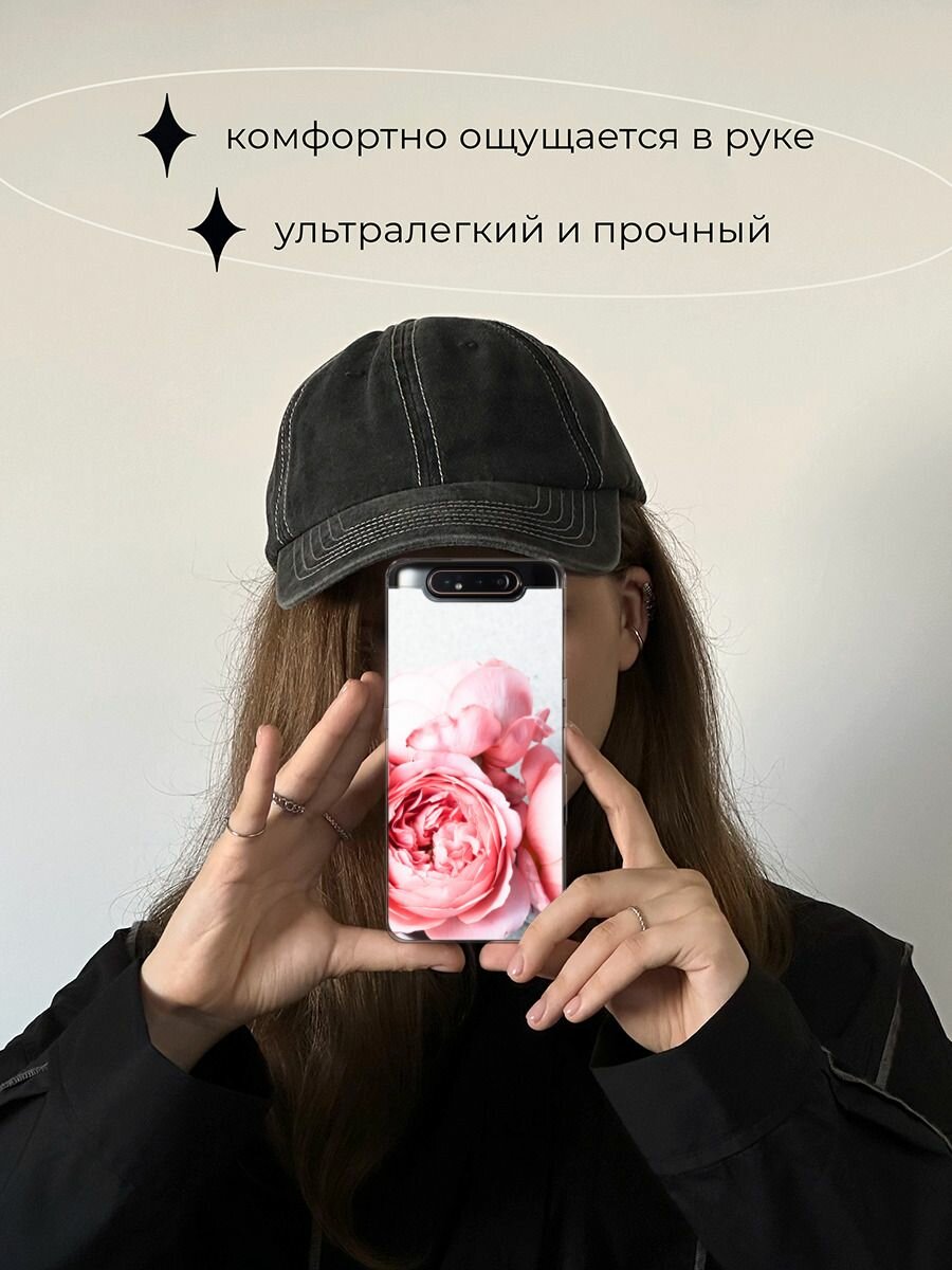 Чехол на Samsung Galaxy A80 / Самсунг Гэлакси A80 с принтом "Пионы на белом" — фото 1