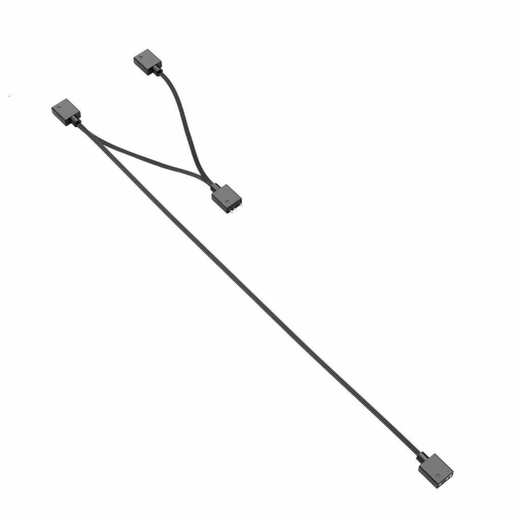 Кабель-разветвитель ARGB 3PIN для поддержки нескольких корпусных вентиляторов ПК, обеспечивает настраиваемую подсветку и удобное подключение, Черный - 1 to 3