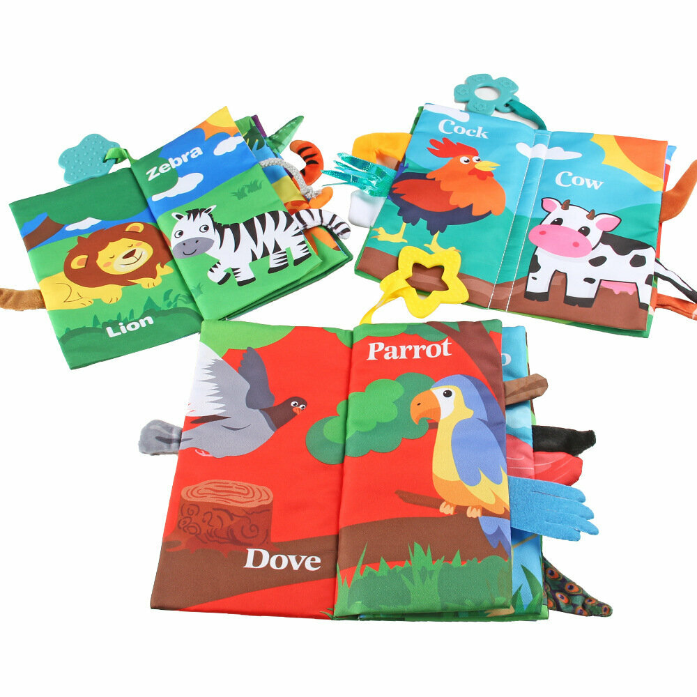 CZJКнижка-игрушка, с шуршащими страницами и хвостиками животных " Домашняя ферма"/ Книжка - шуршалка Английская версия