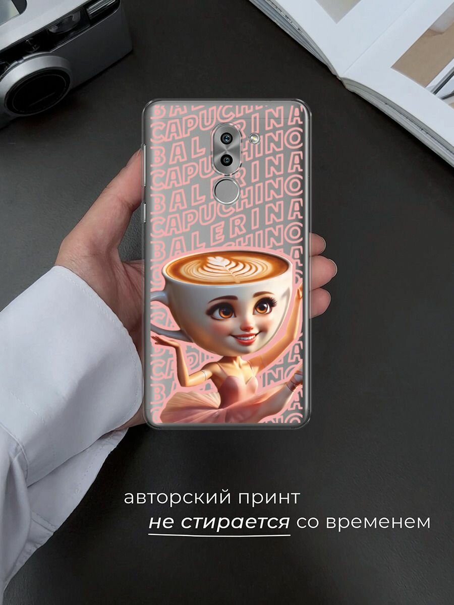 Чехол на Honor 6X / Хонор 6Х с принтом "Балерина капучино 2", прозрачный — фото 1