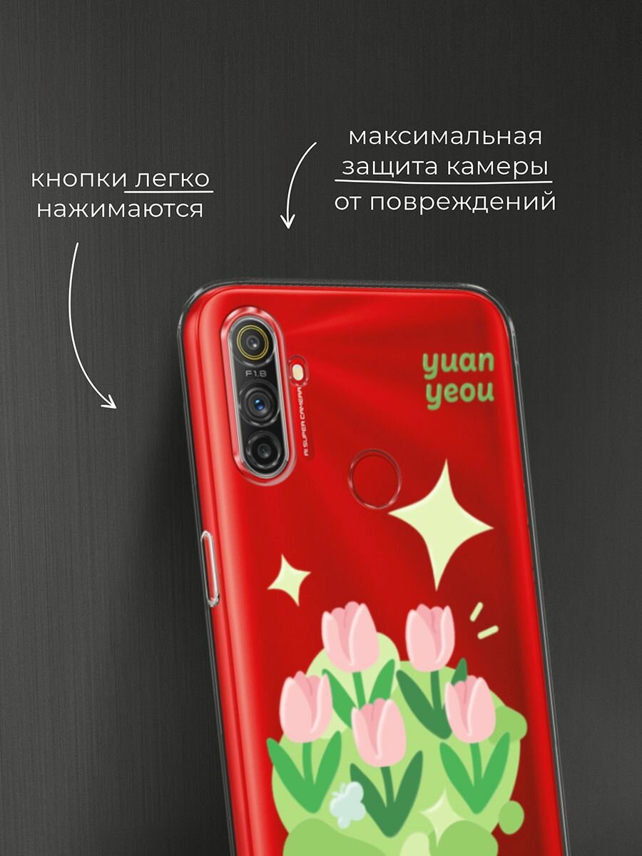 Силиконовый чехол на Realme C3 / Реалми C3 с принтом "Protect nature" — фото 1