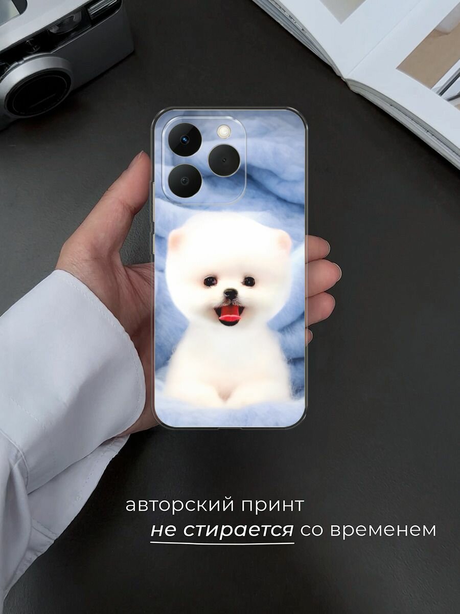 Силиконовый чехол на Realme 15T / Реалми 15Т с принтом "Белый пёсик" — фото 1