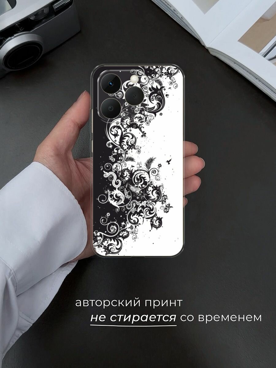 Чехол на Realme 15T / Реалми 15Т с принтом "Черно белый узор" — фото 1