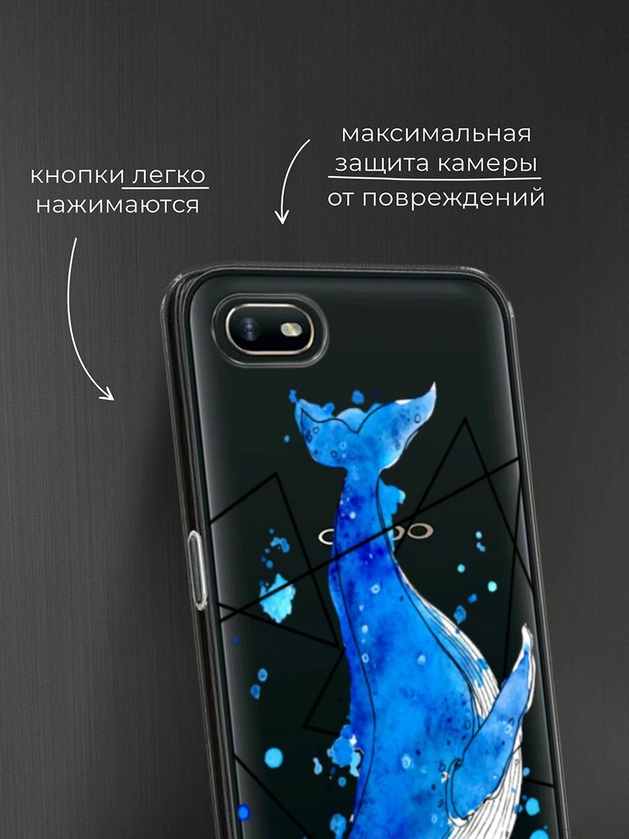 Чехол на Oppo A1k / Оппо А1к с принтом "Кит графика", прозрачный — фото 1