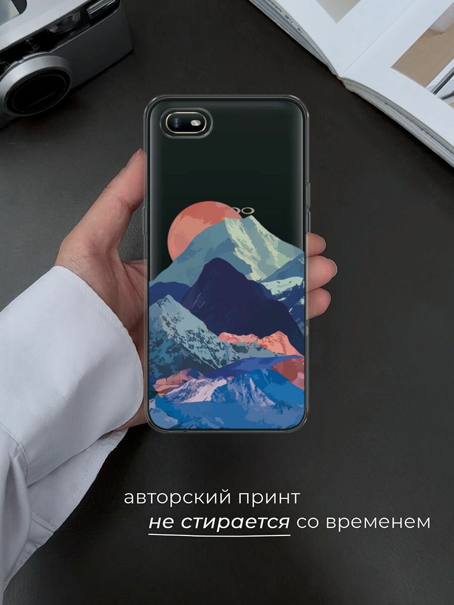 Чехол на Oppo A1k / Оппо А1к с принтом "Закат в снежных горах", прозрачный — фото 1