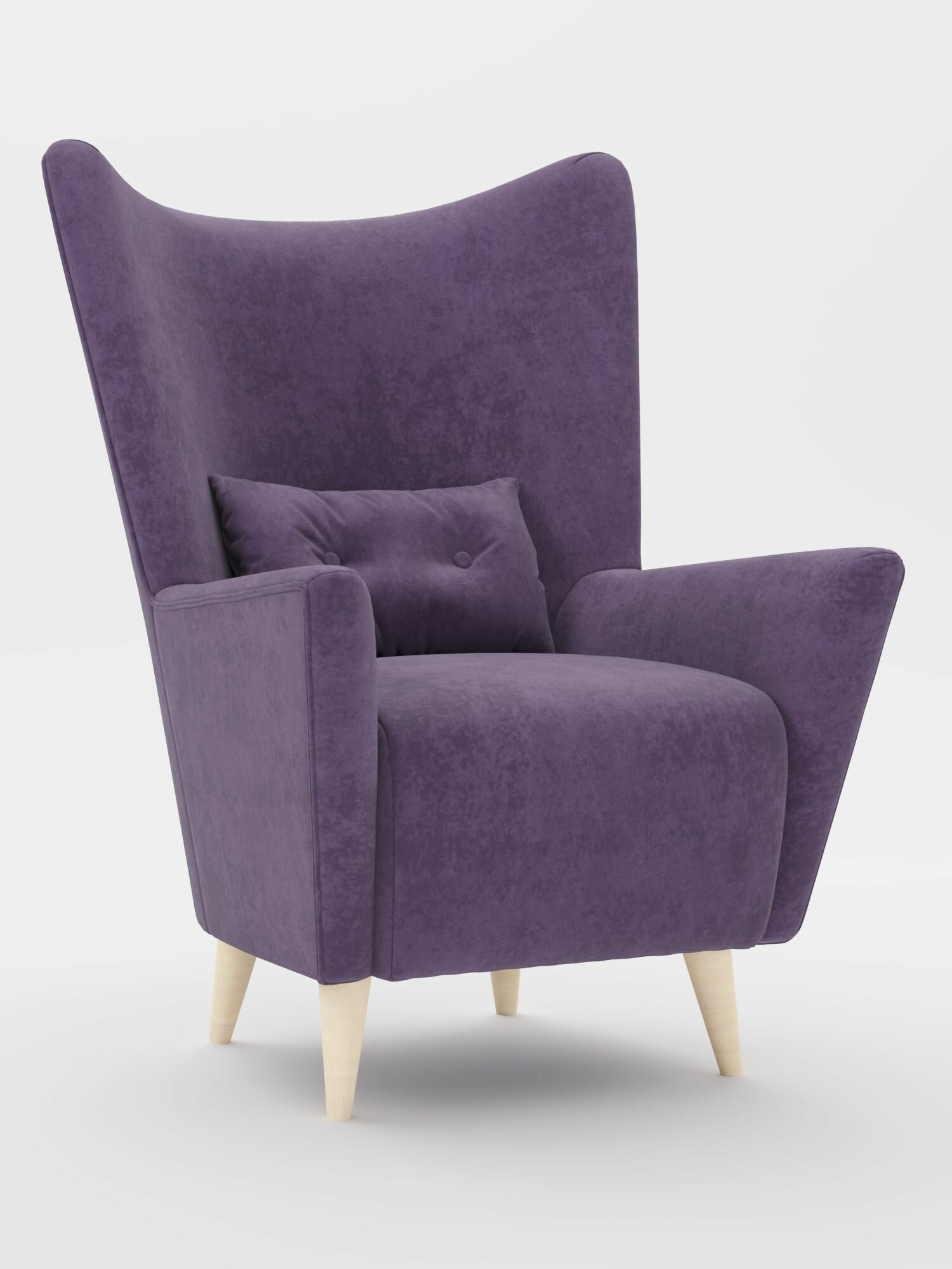 Кресло мягкое для дома, отдыха в гостиной Грейс от W&B, премиум велюр фиолетовый