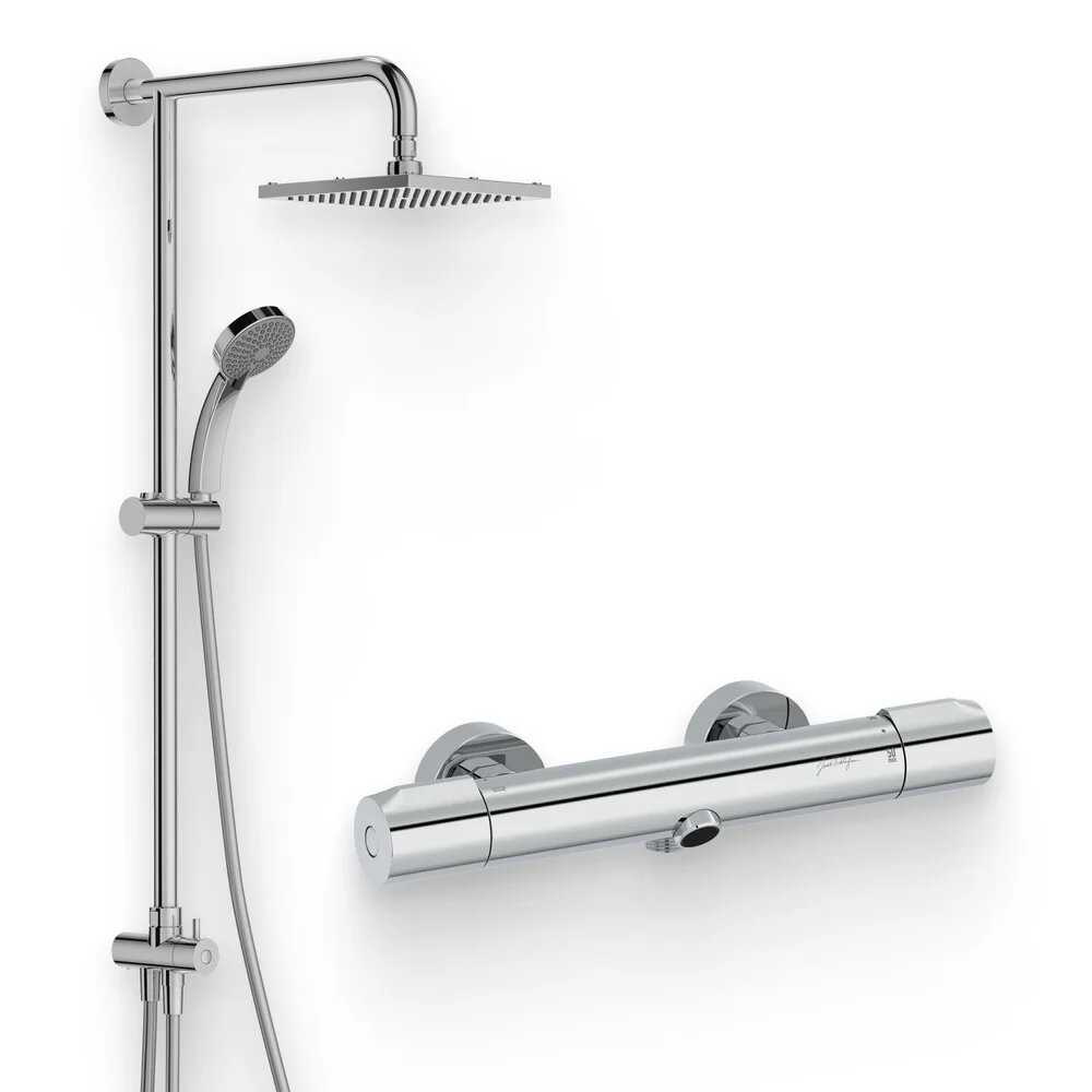 Душевой комплект Термостат Jacob Delafon Metro E24395-CP, для ванны с душем / Стойка Eo