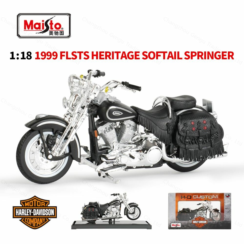 Maisto 1:18 Harley-Davidson 1999 FLSTS Heritage Softail Springer Статическая литая под давлением коллекционная модель мотоцикла для хобби, игрушки