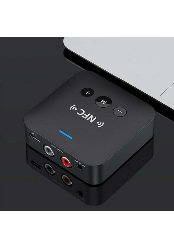 NFC Bluetooth приемник-передатчик AUX автомобильный динамик приемник-компьютер ТВ передатчик воспроизведение TF адаптер интерфейс 3.5mm/2RCA черный вес 38г размер 62*62*20мм