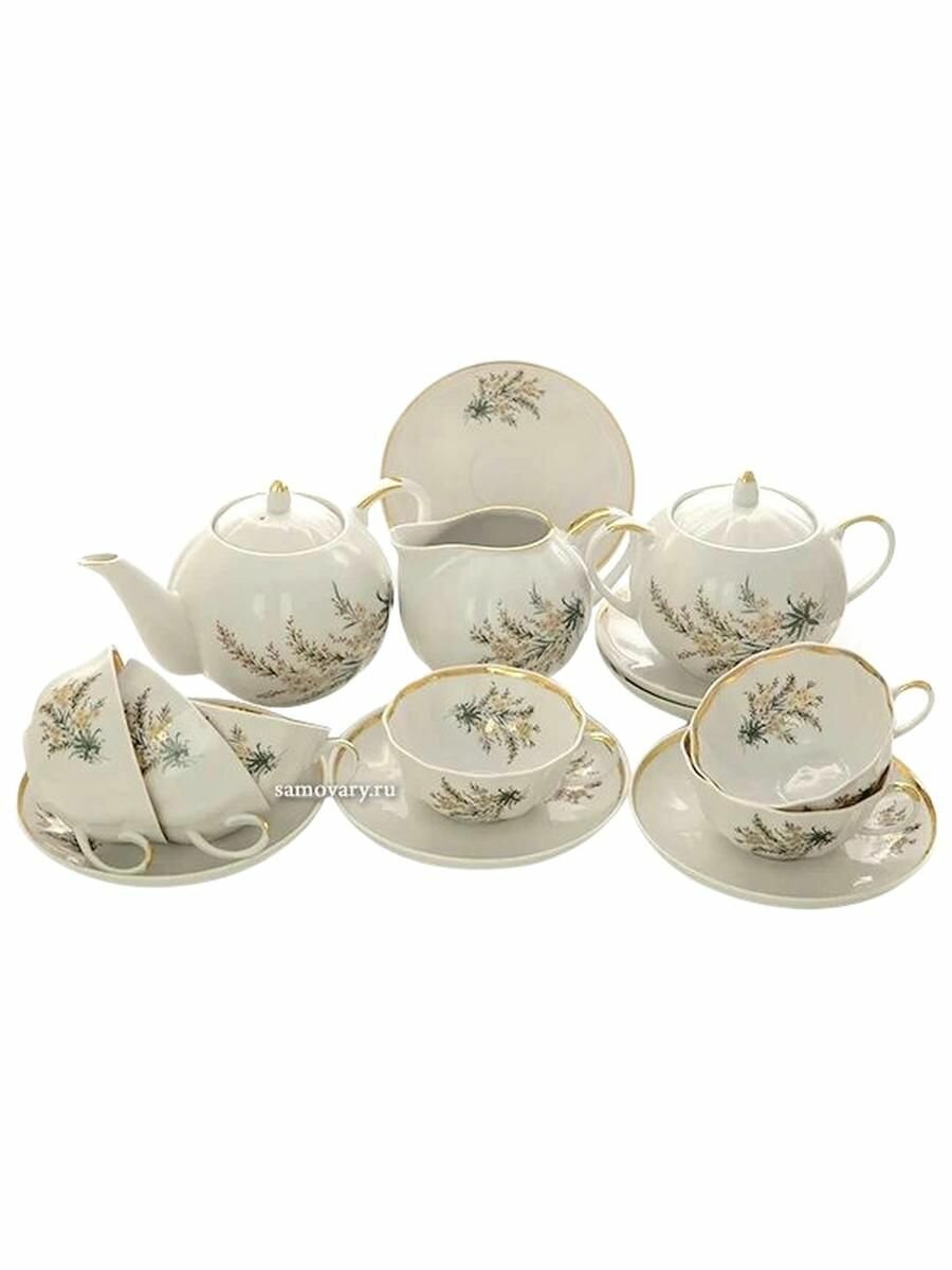 Чайный сервиз форма "Тюльпан" рисунок "Нина" 6/15, Дулевский фарфор